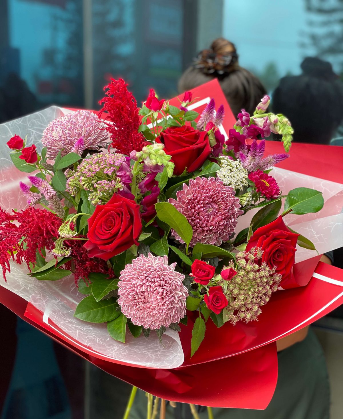 Burgundy Romance Red Roses Disbud Bouquet – Petal Palace